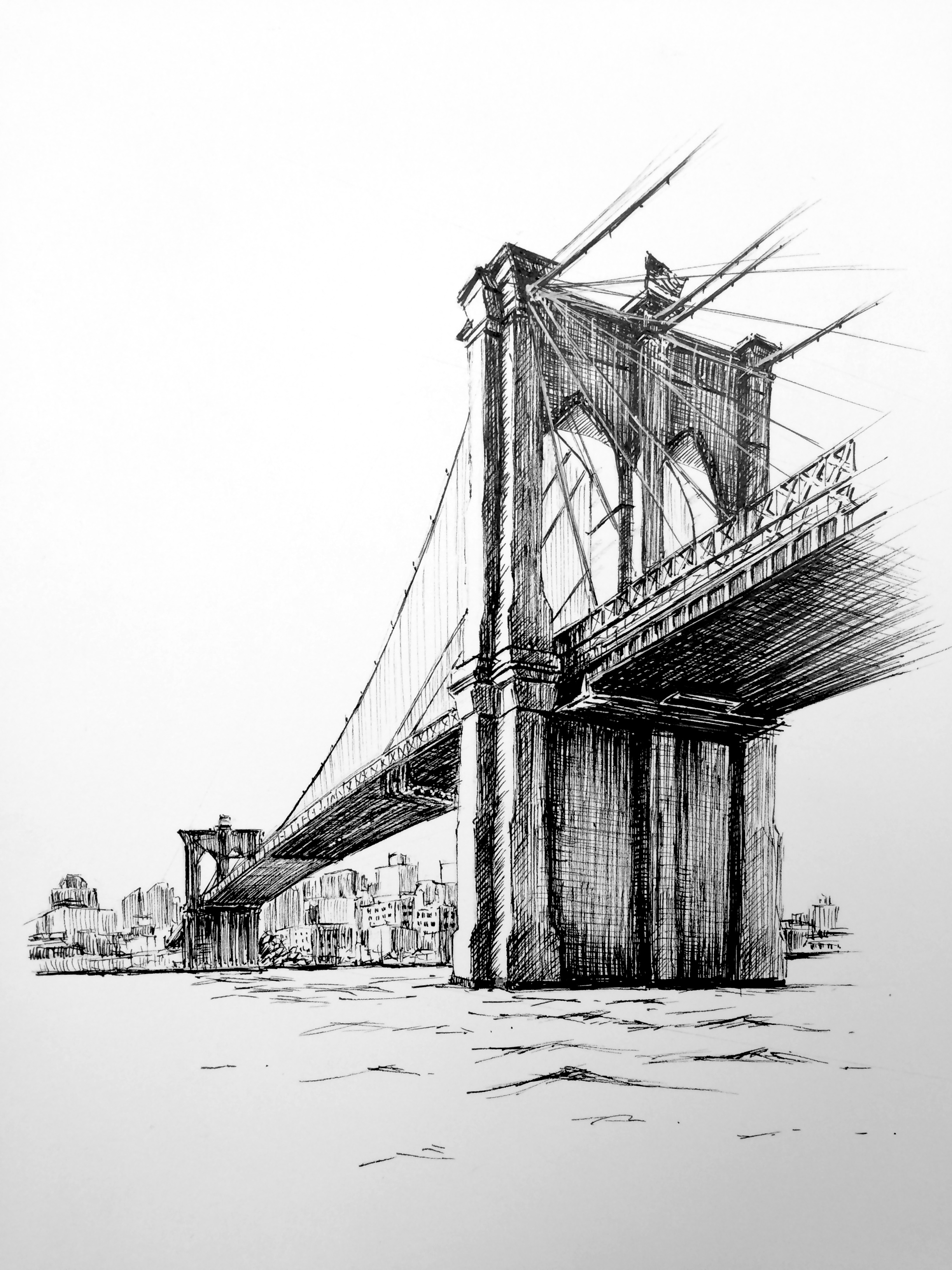 Easy Brooklyn Bridge Drawing Brooklyn Bridge Embroidery Design | Apex
